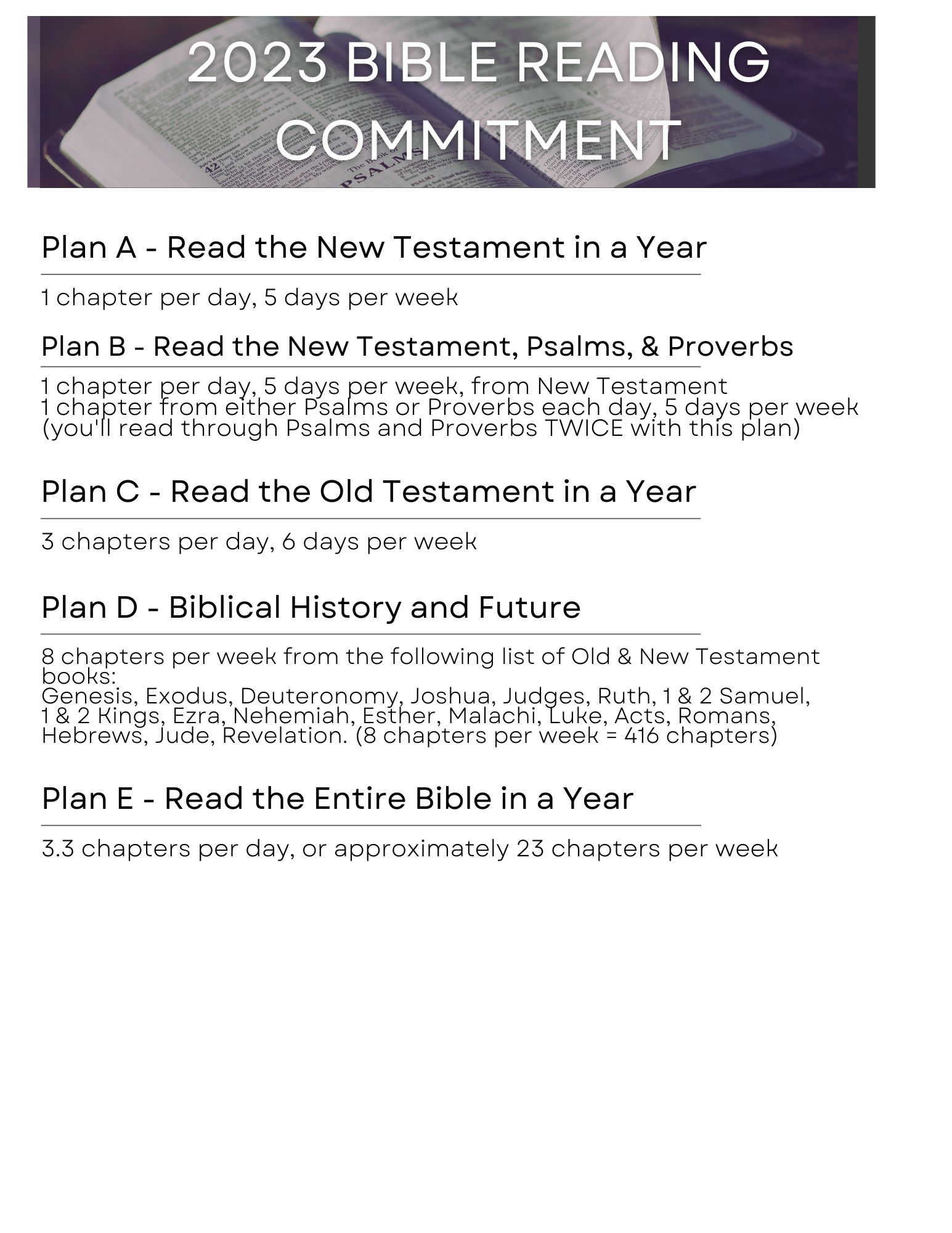 Bible Reading Plan - The Rock Church